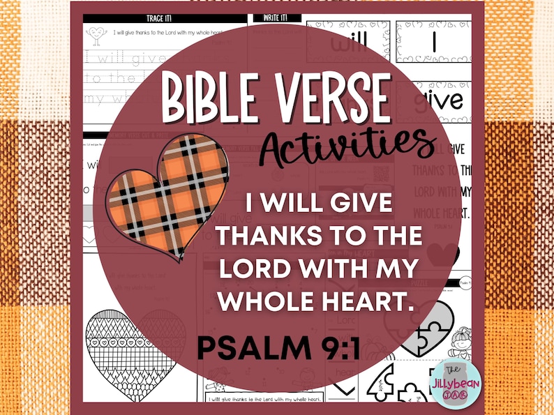 Psalm 9:1 Bible Memory Verse Activities for Kids-thanksgiving Gratitude ...