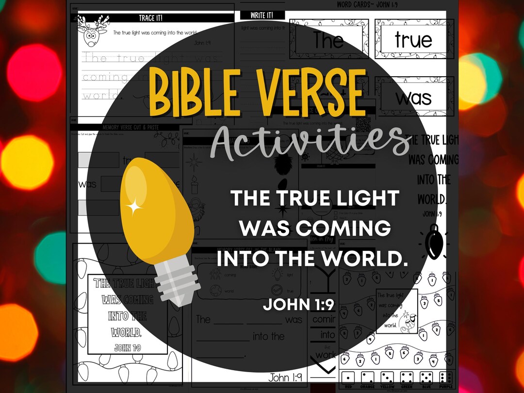 Memory Verse Activities for Kids-john 1:9 Bible Lesson-scripture ...