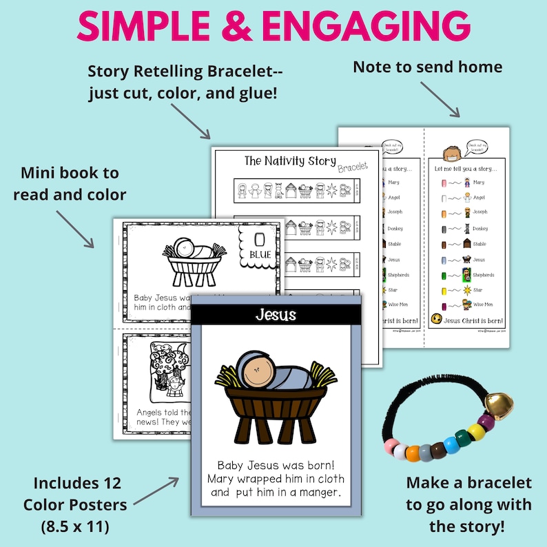 Christmas Craft for Kids, Nativity Story Bracelet, Christmas Bible ...