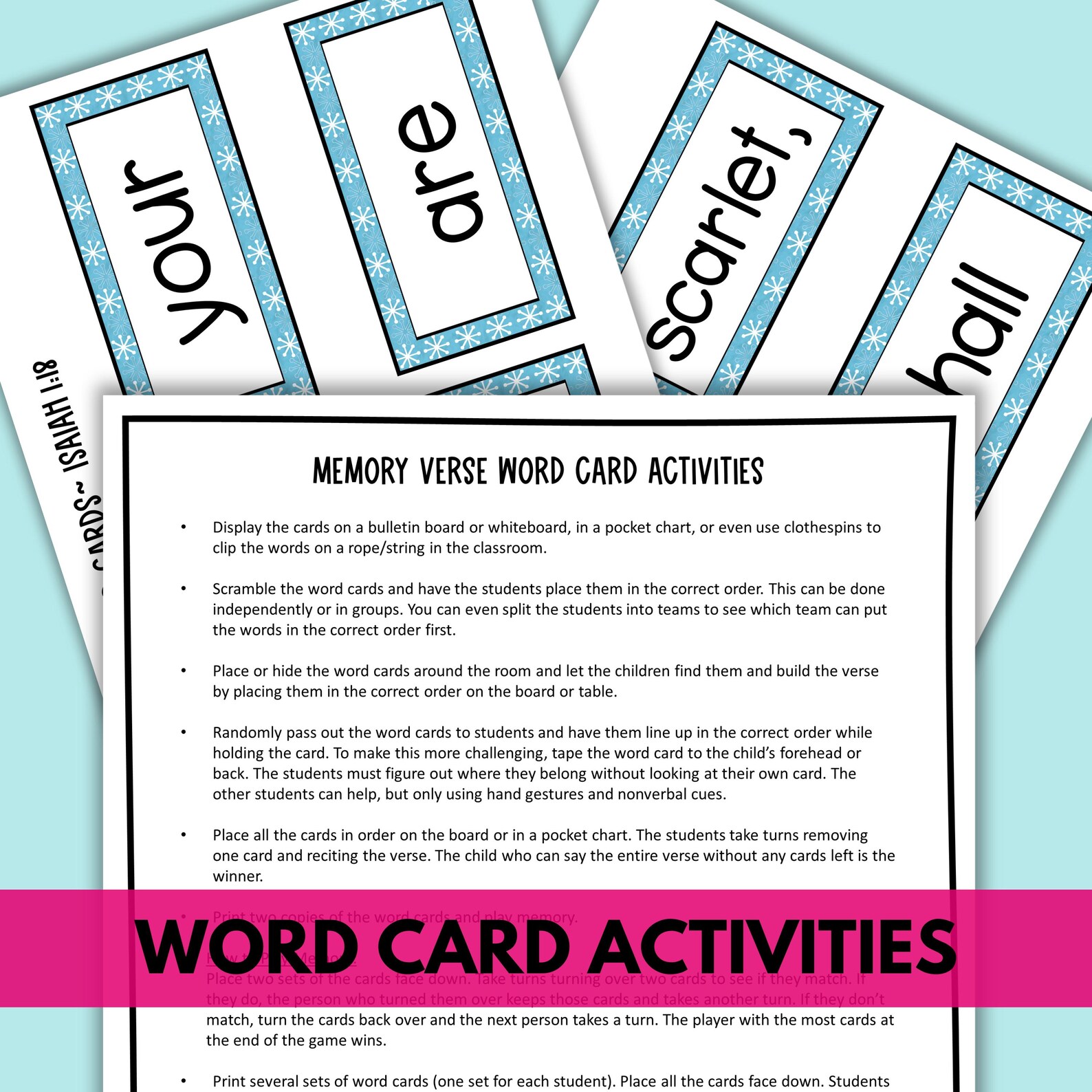 Bible Lesson for Kids-isaiah 1:18 Memory Verse Activities & Games ...