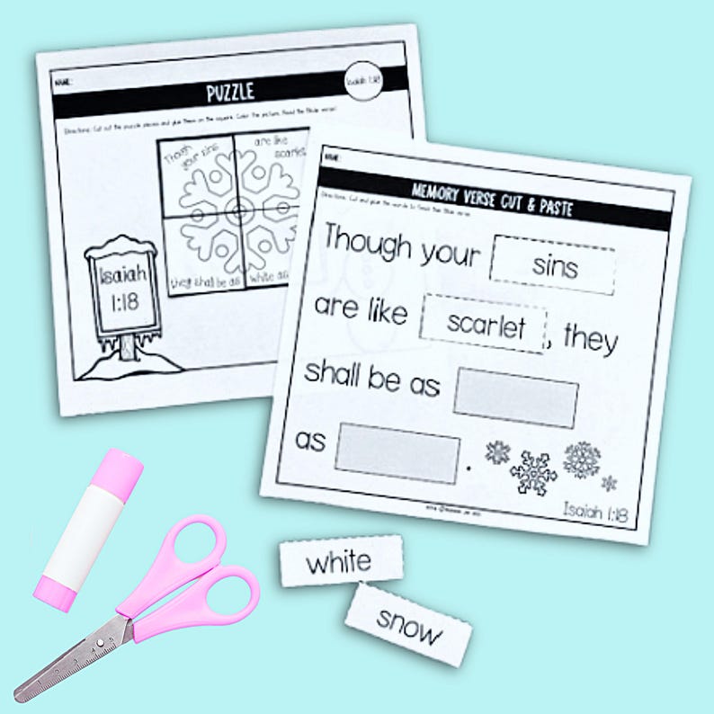 Bible Lesson for Kids-isaiah 1:18 Memory Verse Activities & Games ...