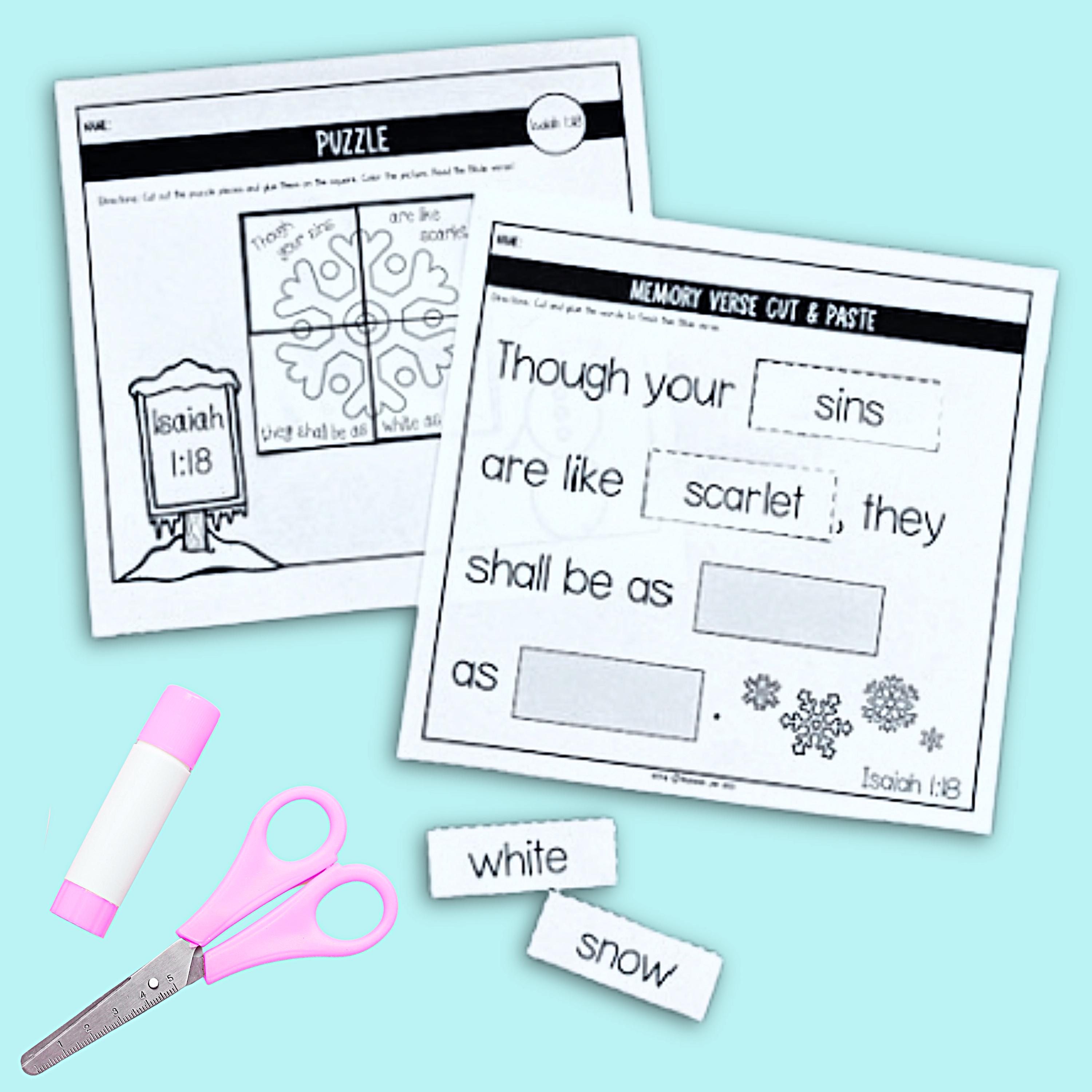 Bible Lesson for Kids-isaiah 1:18 Memory Verse Activities & Games ...