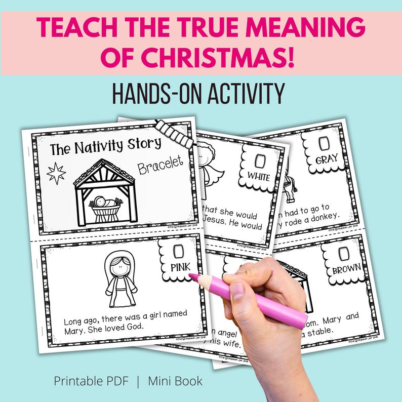 Christmas Craft for Kids, Nativity Story Bracelet, Christmas Bible ...