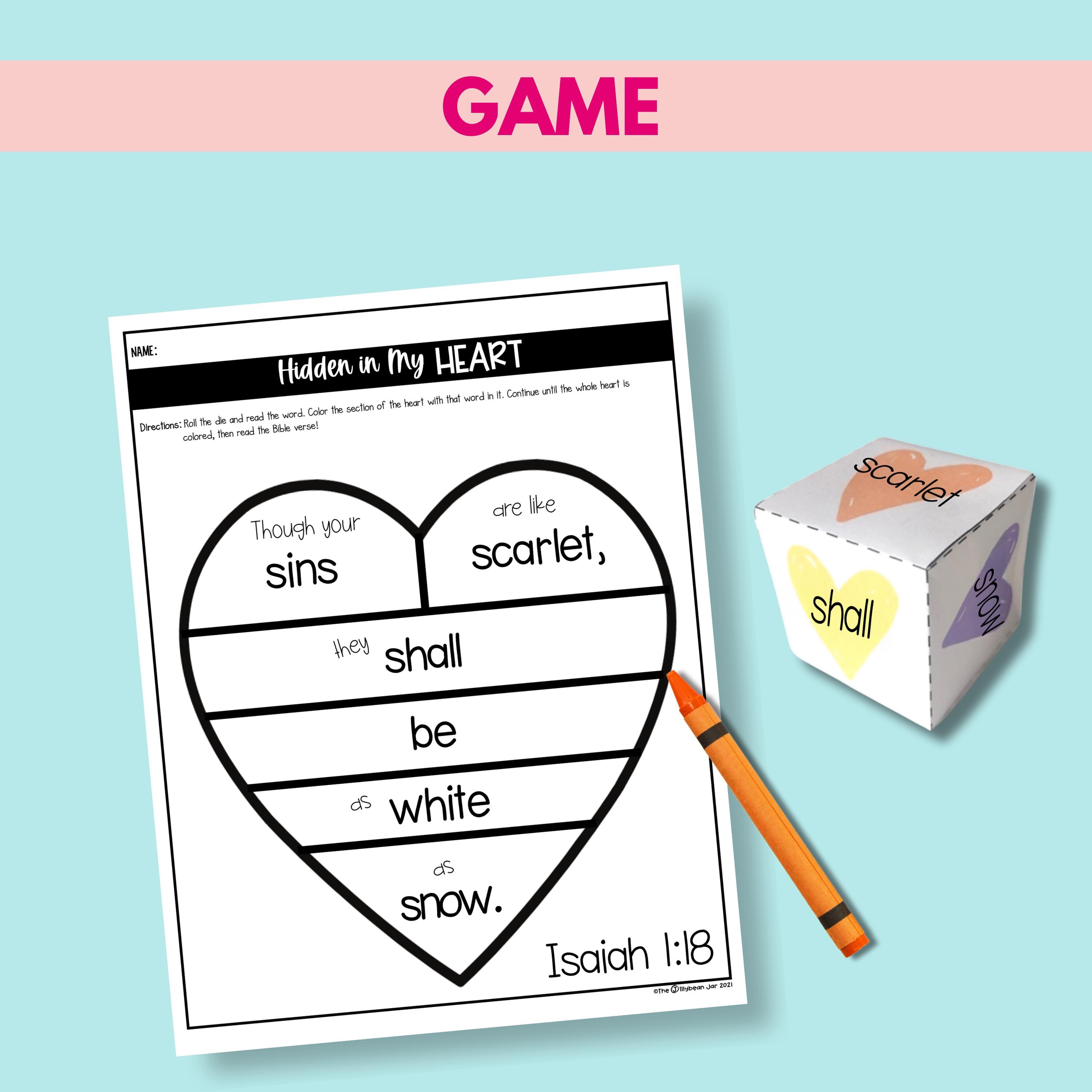 Bible Lesson for Kids-isaiah 1:18 Memory Verse Activities & Games ...