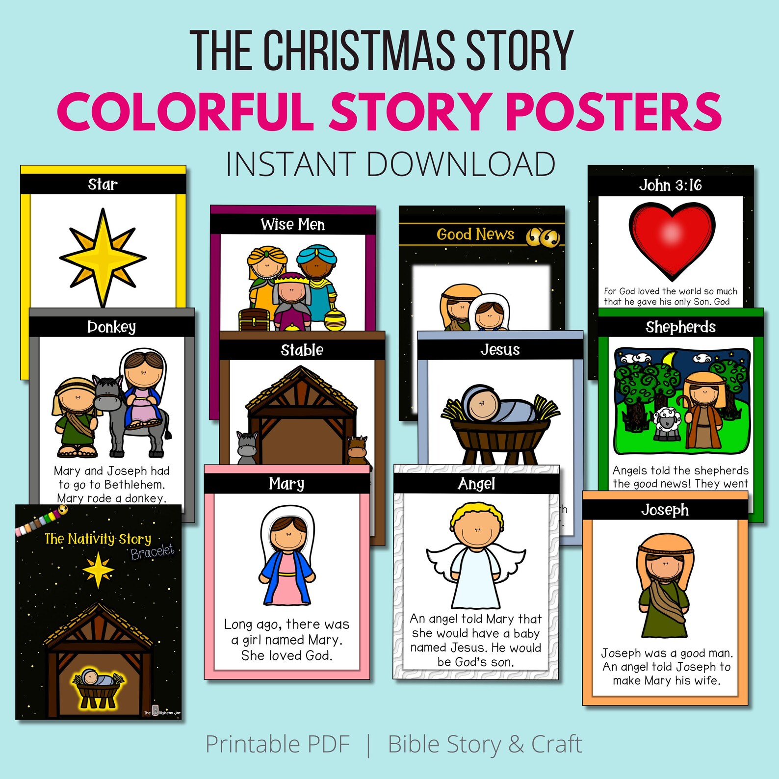 Christmas Craft for Kids, Nativity Story Bracelet, Christmas Bible ...