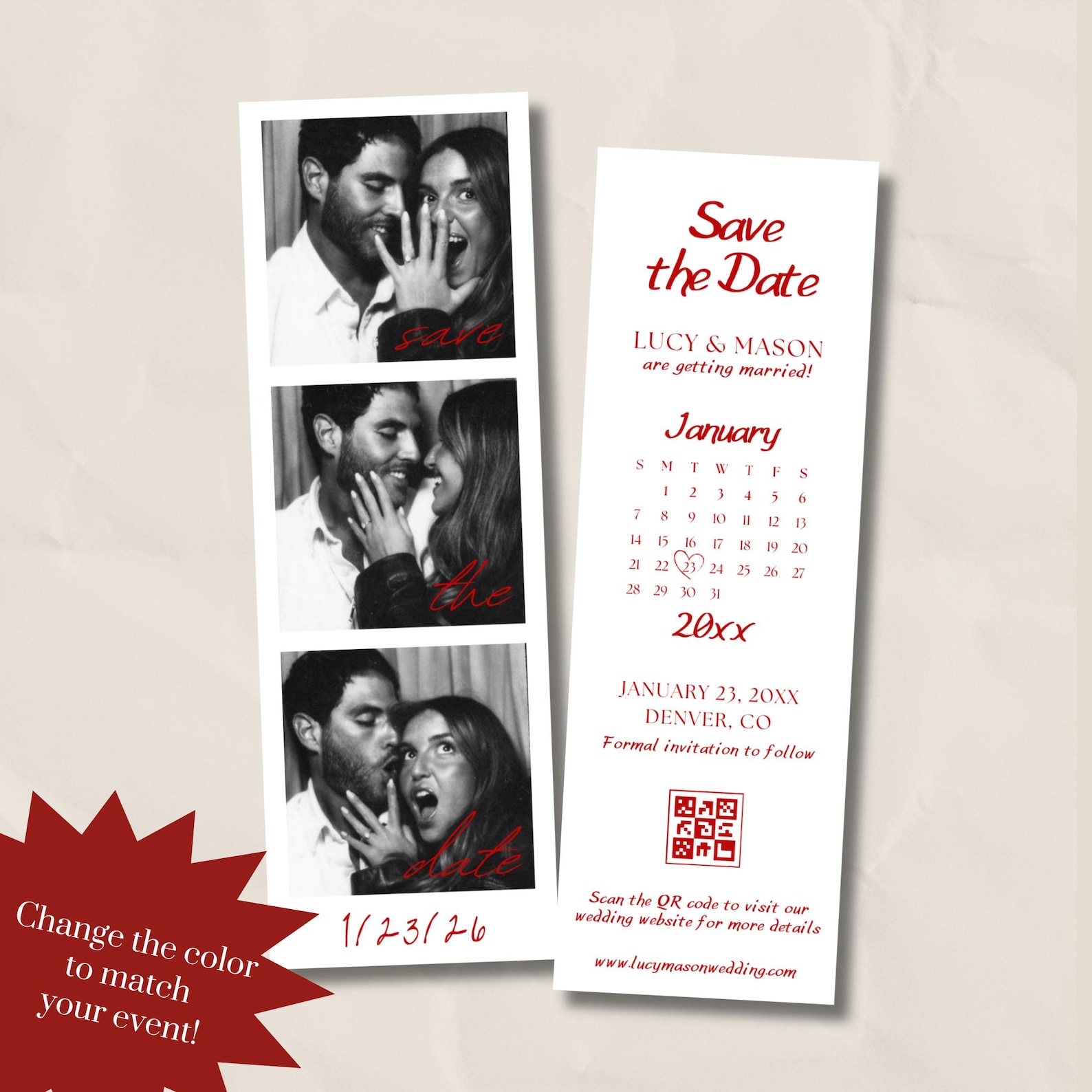Photo Strip Wedding Save the Date, Photo Booth Save the Date, Photo ...