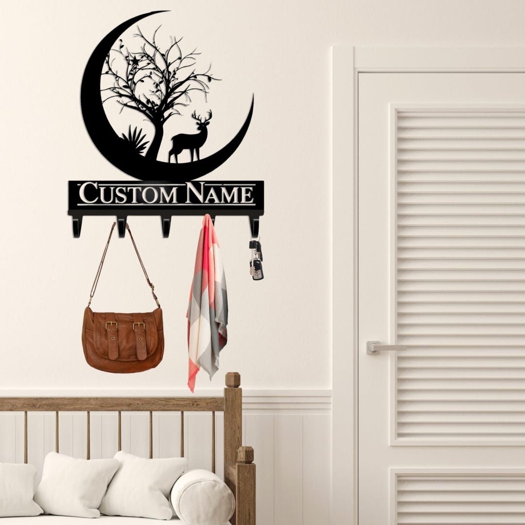 Personalized Key Holder for Wall | Custom Metal Deer Key Hooks | Metal ...