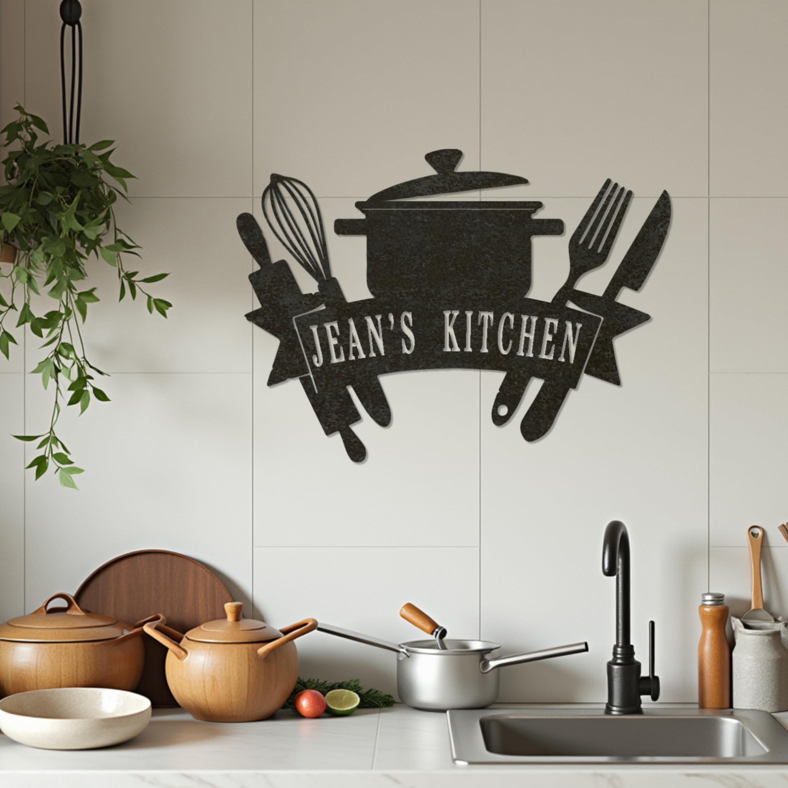 Custom Kitchen Sign, Personalized Metal Wall Art, Rustic Metal Sign for ...