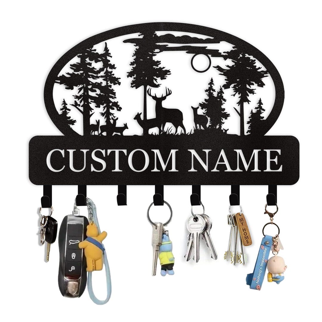 Deer Key Rack,personalized Couple's Name Key Rack, Wall Mounted Metal ...