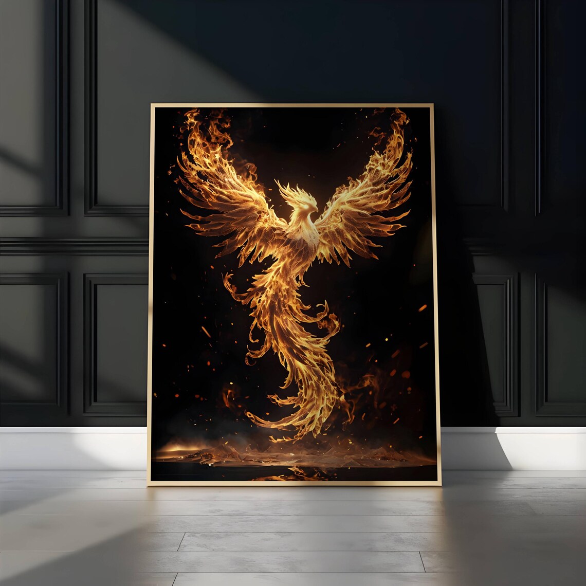 Fire Phoenix Digital Art Print Majestic Flame Wall Decor Digital ...
