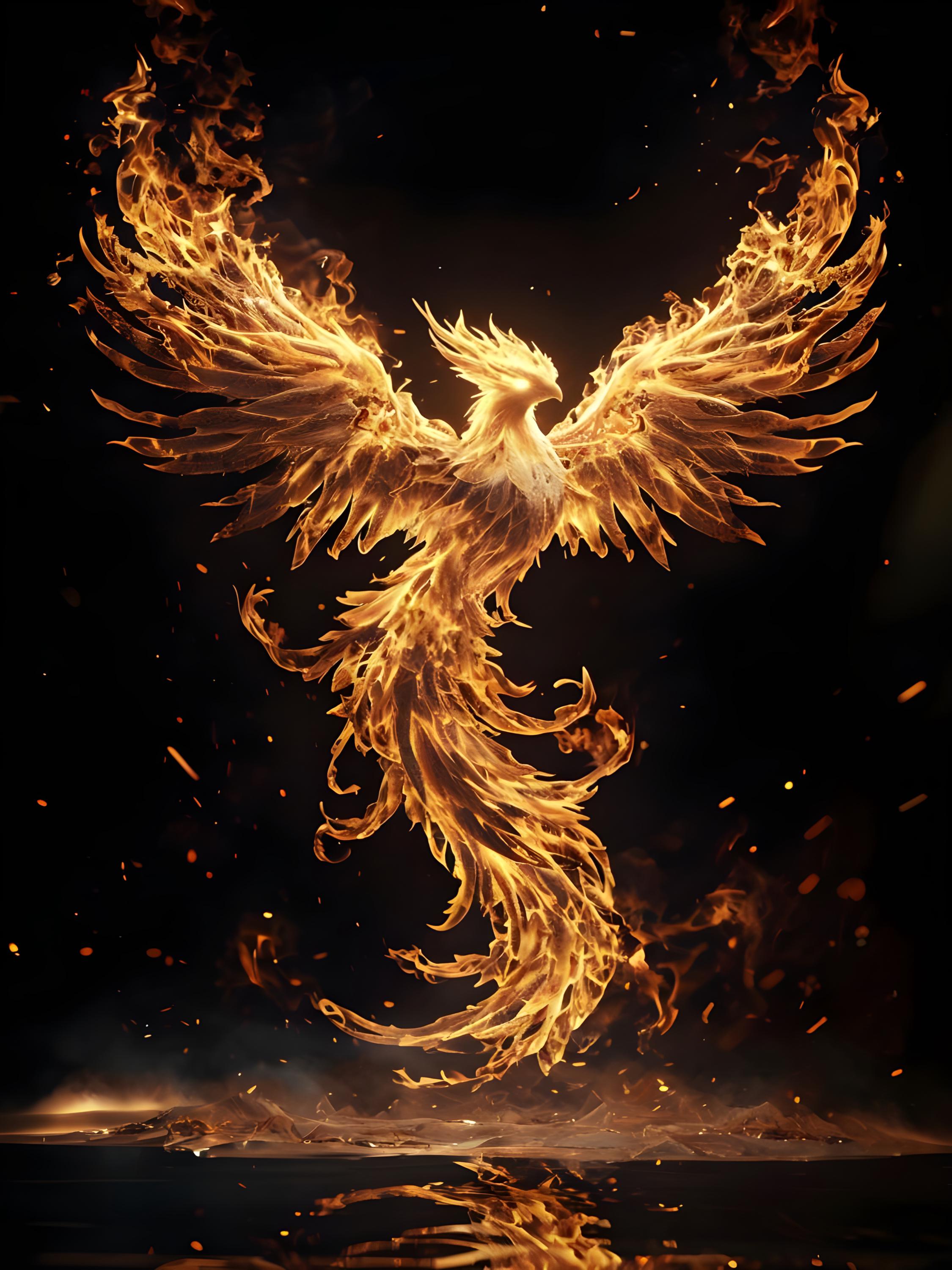 Fire Phoenix Digital Art Print Majestic Flame Wall Decor Digital ...