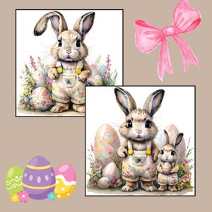 Cute Easter Bunny PNG Clipart Set | 10 High-resolution Rabbit ...