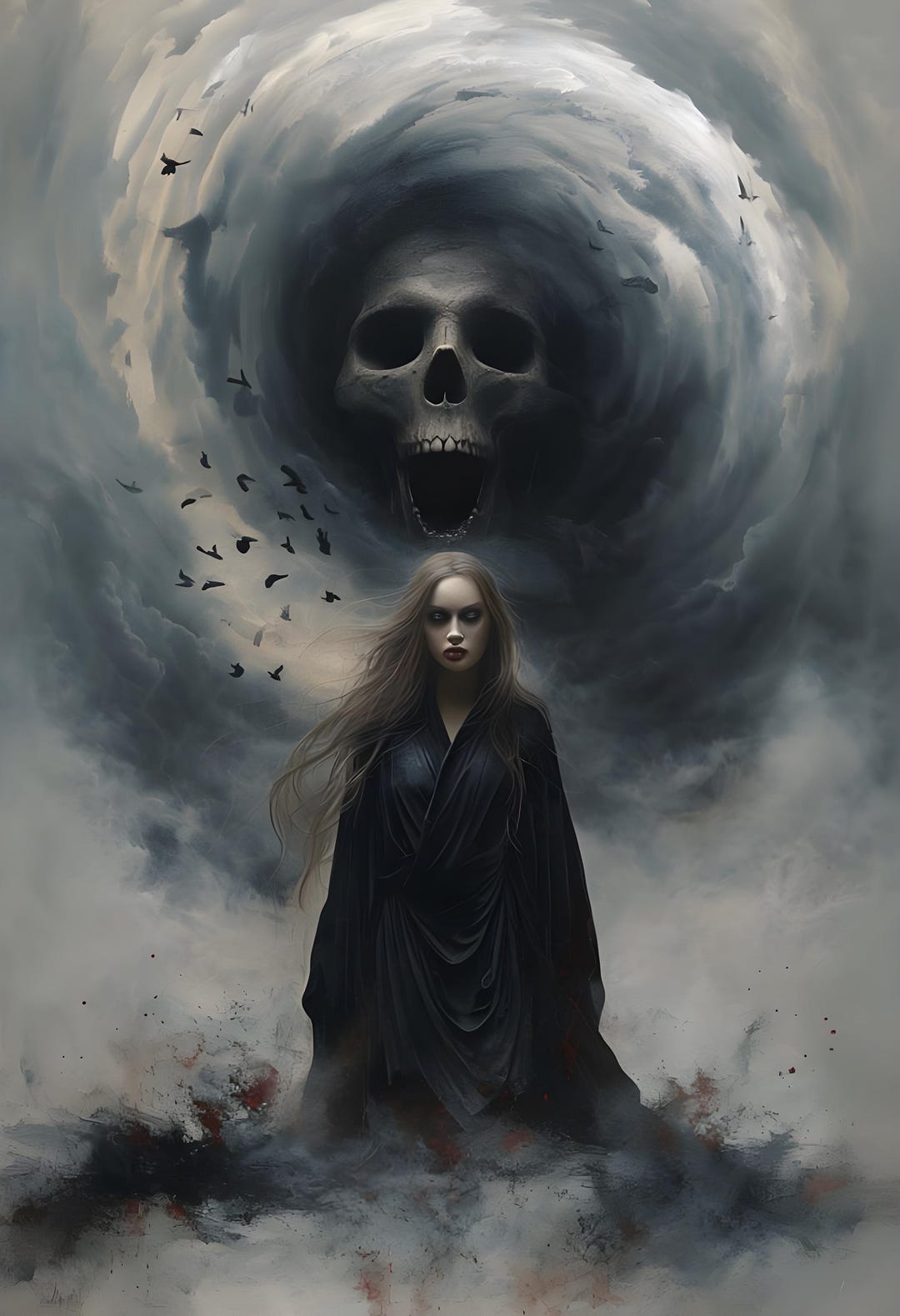 Gothic Woman With Skull, Vortex, Fantasy, Mythical, Digital Art ...