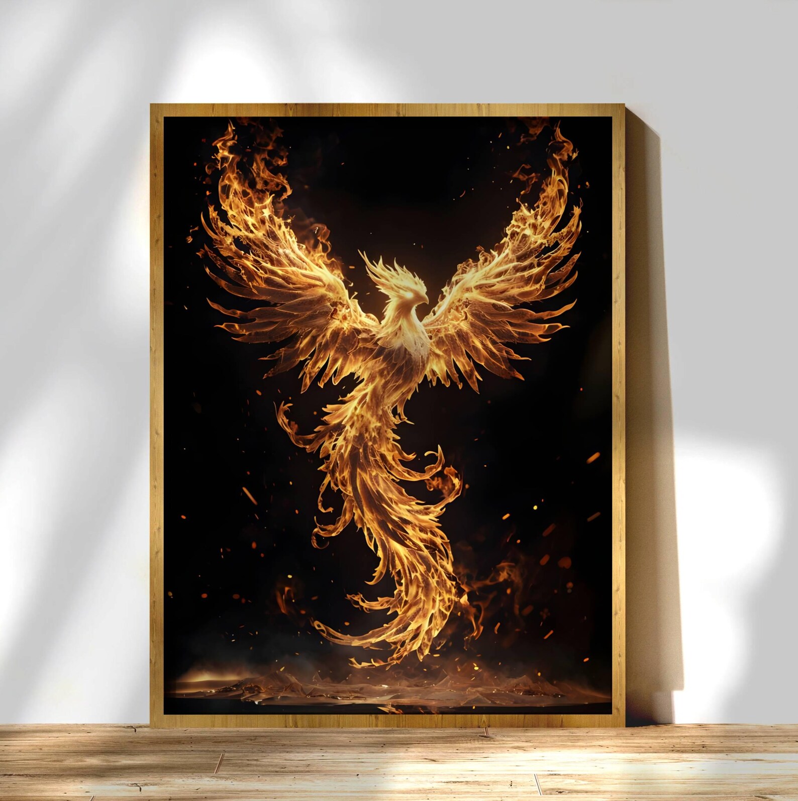 Fire Phoenix Digital Art Print - Majestic Flame Wall Decor Digital ...