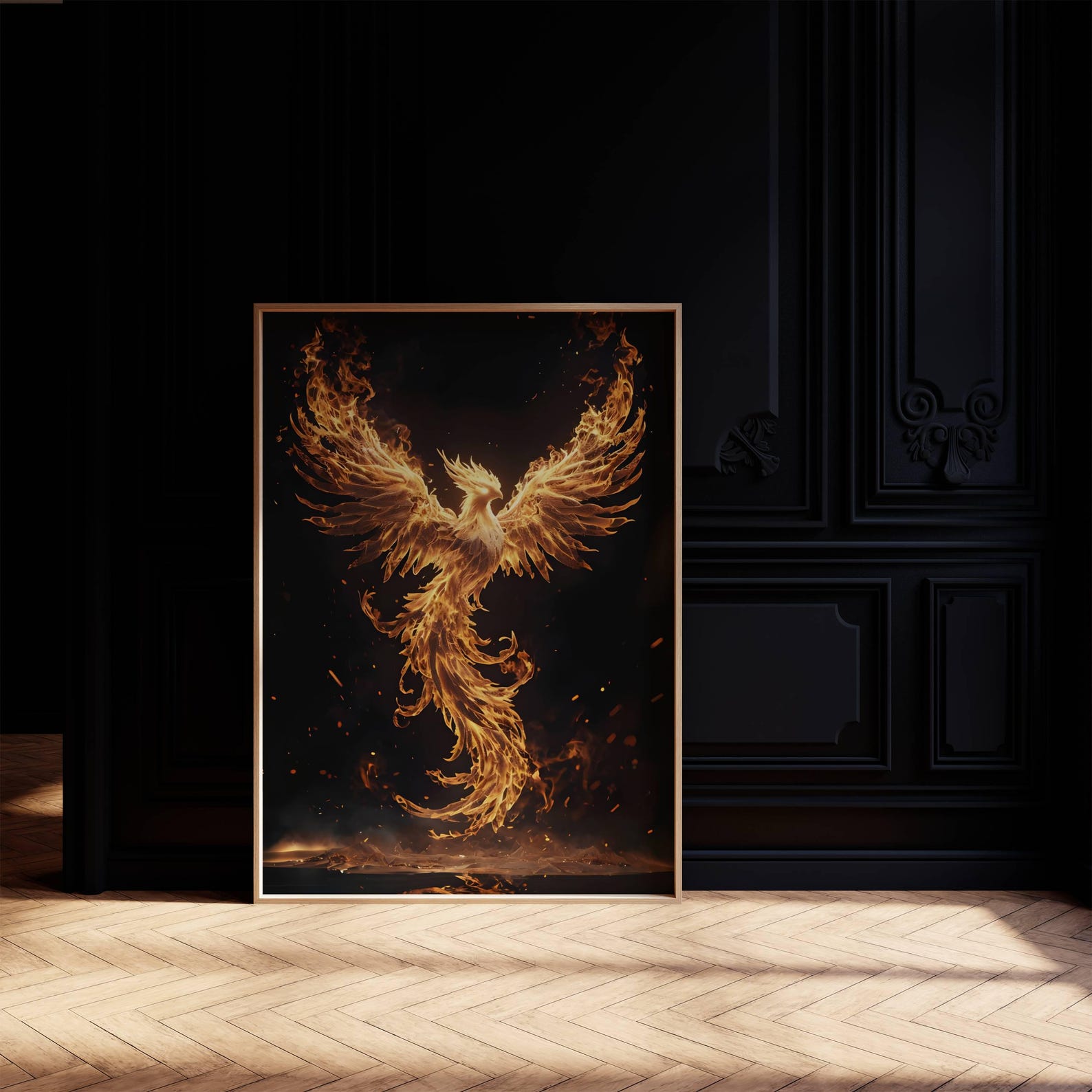 Fire Phoenix Digital Art Print - Majestic Flame Wall Decor Digital ...