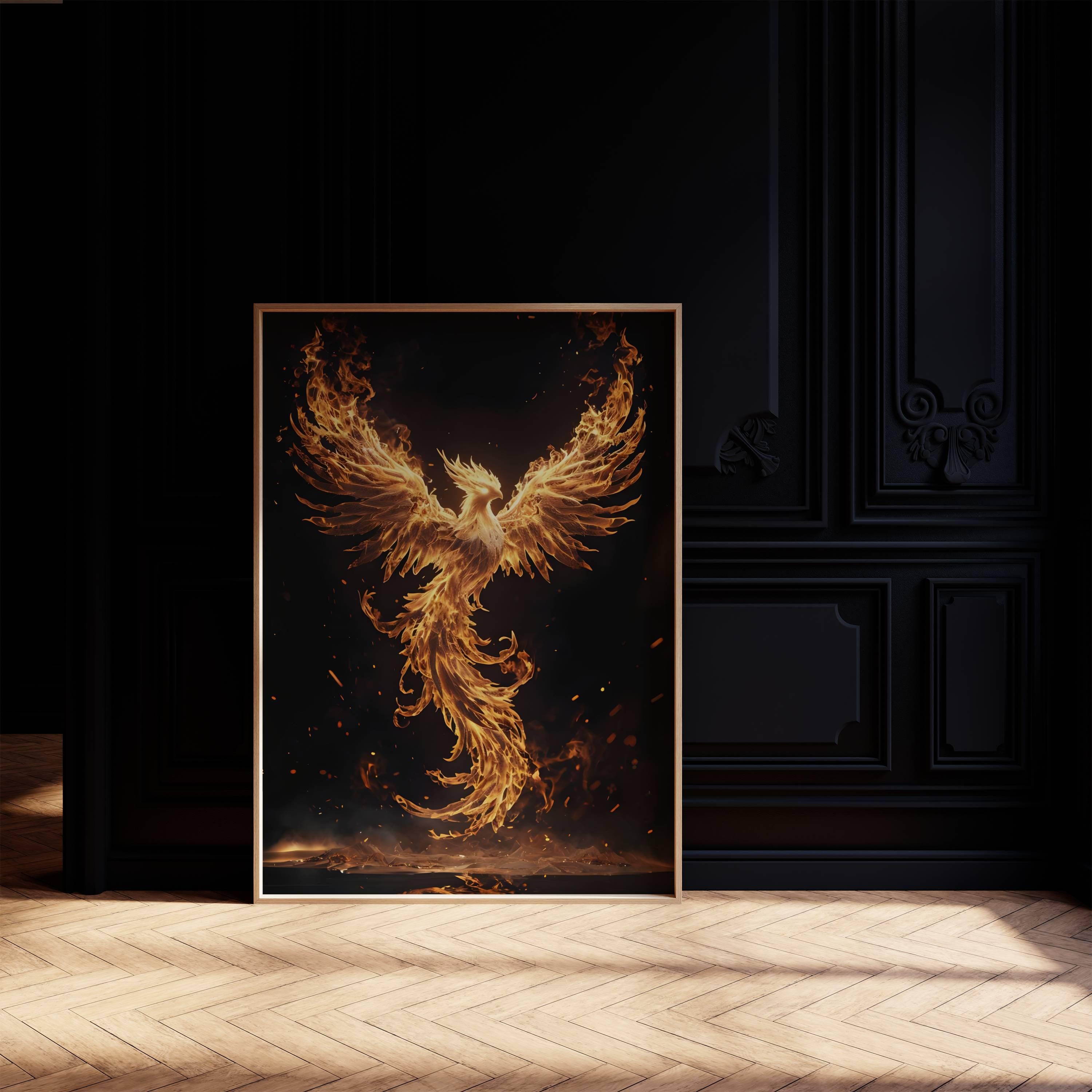 Fire Phoenix Digital Art Print - Majestic Flame Wall Decor Digital ...