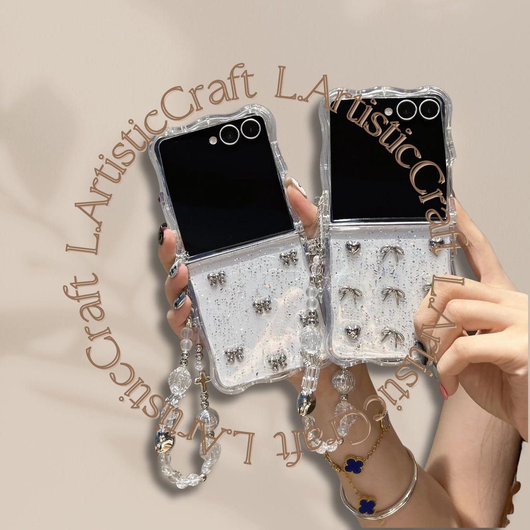 Glitter Silver Love Bowknot Phone Case With Bracelet Chain for Samsung ...