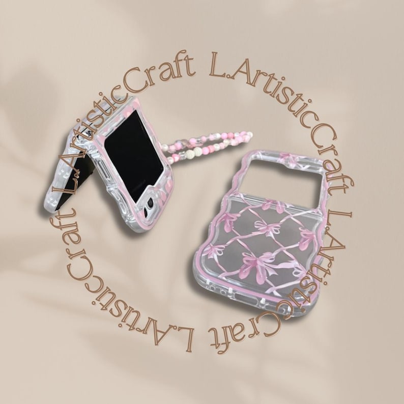 Pink Kawaii Bow Print Phone Case for Samsung Galaxy Z Flip7 Flip6 Flip5 ...
