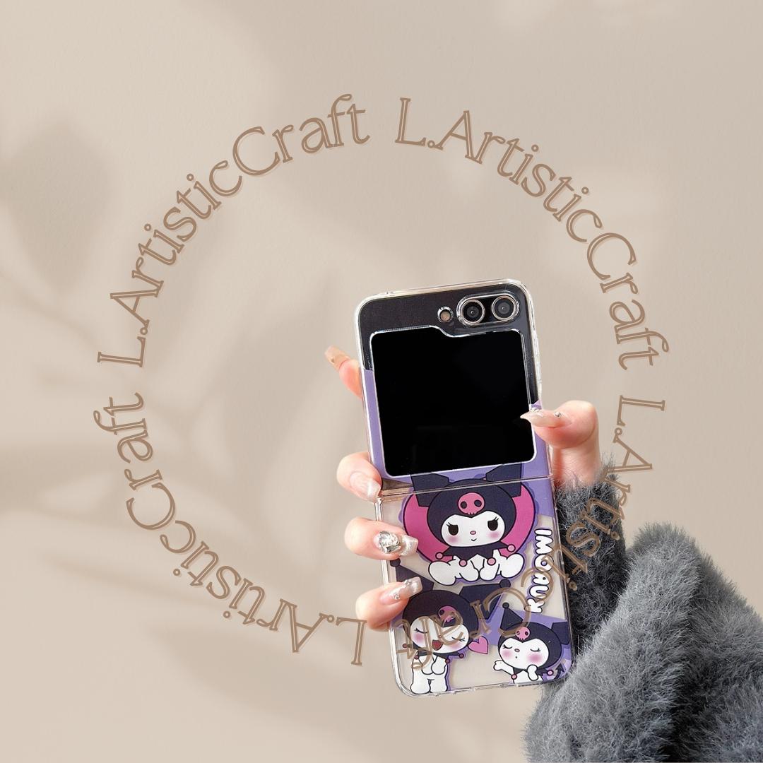 Cute Cartoon My Melody Kuromi Case for Samsung Z Flip 3 4 5 6 Z Fold 5 Hard Back Cover ...