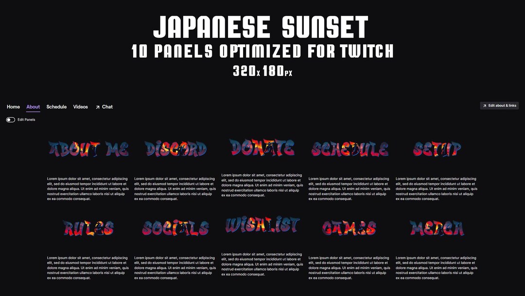 Japanese Sunset Twitch Steam Panels | 10x Stream Panels | Stream Setup ...