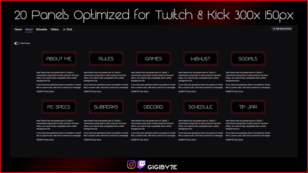 Red Velvet Twitch & KICK Panels | 20x Panels | Streamer | Stream ...