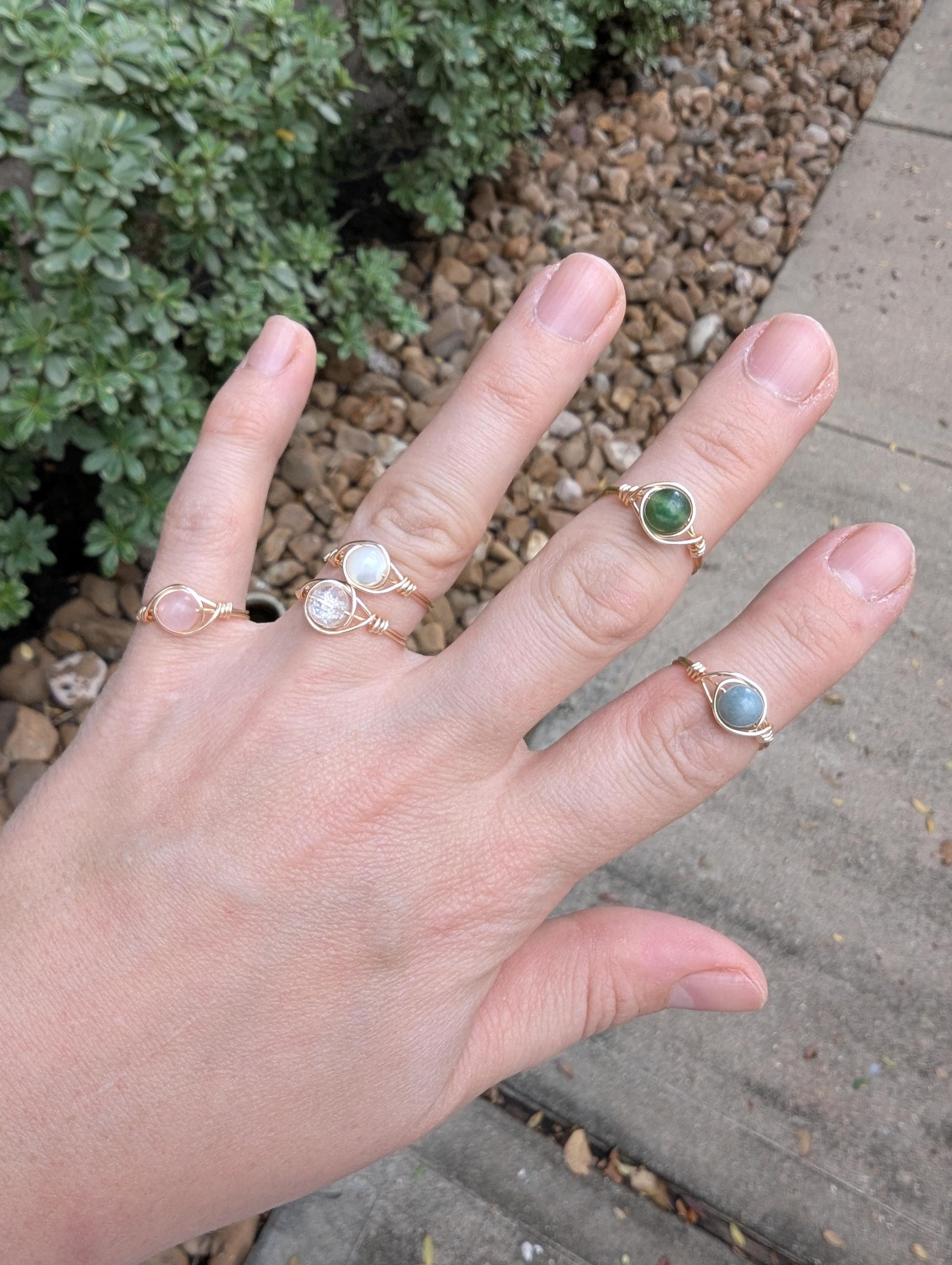 Wire Wrap Bead Ring Wire Wrapped Bead Ring Gemstone Ring Customizable ...