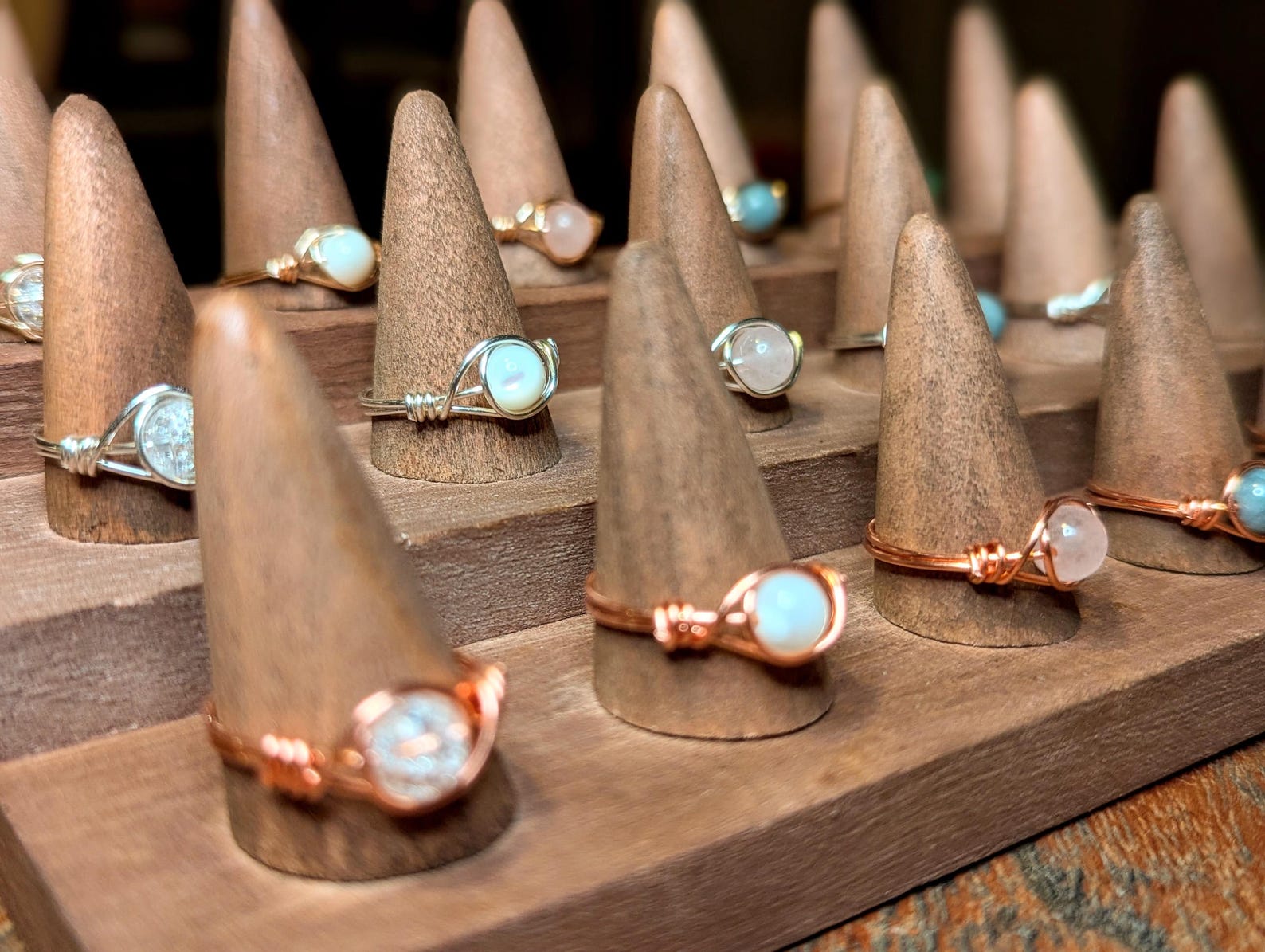 Wire Wrap Bead Ring Wire Wrapped Bead Ring Gemstone Ring Customizable ...