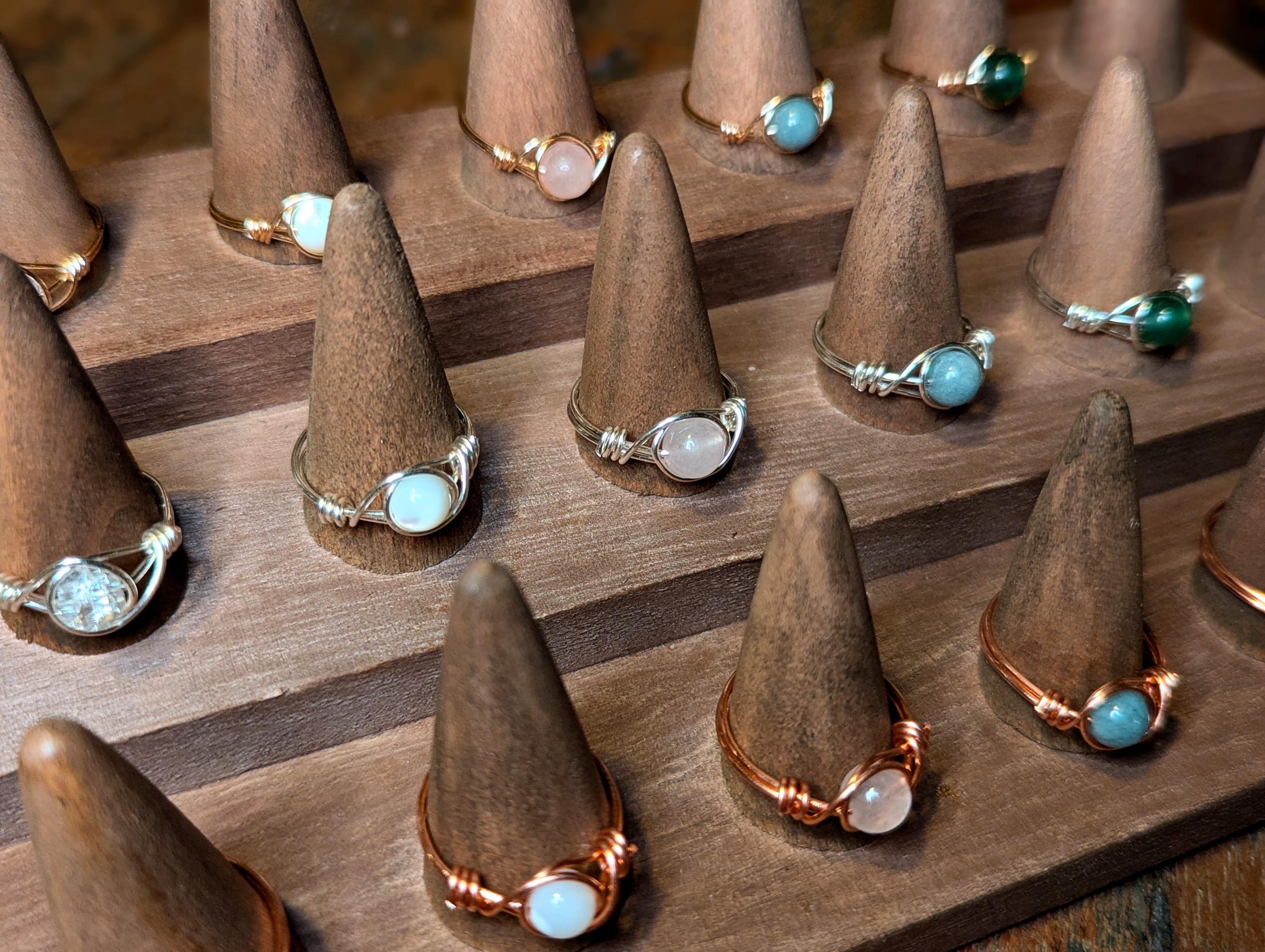 Wire Wrap Bead Ring Wire Wrapped Bead Ring Gemstone Ring Customizable ...