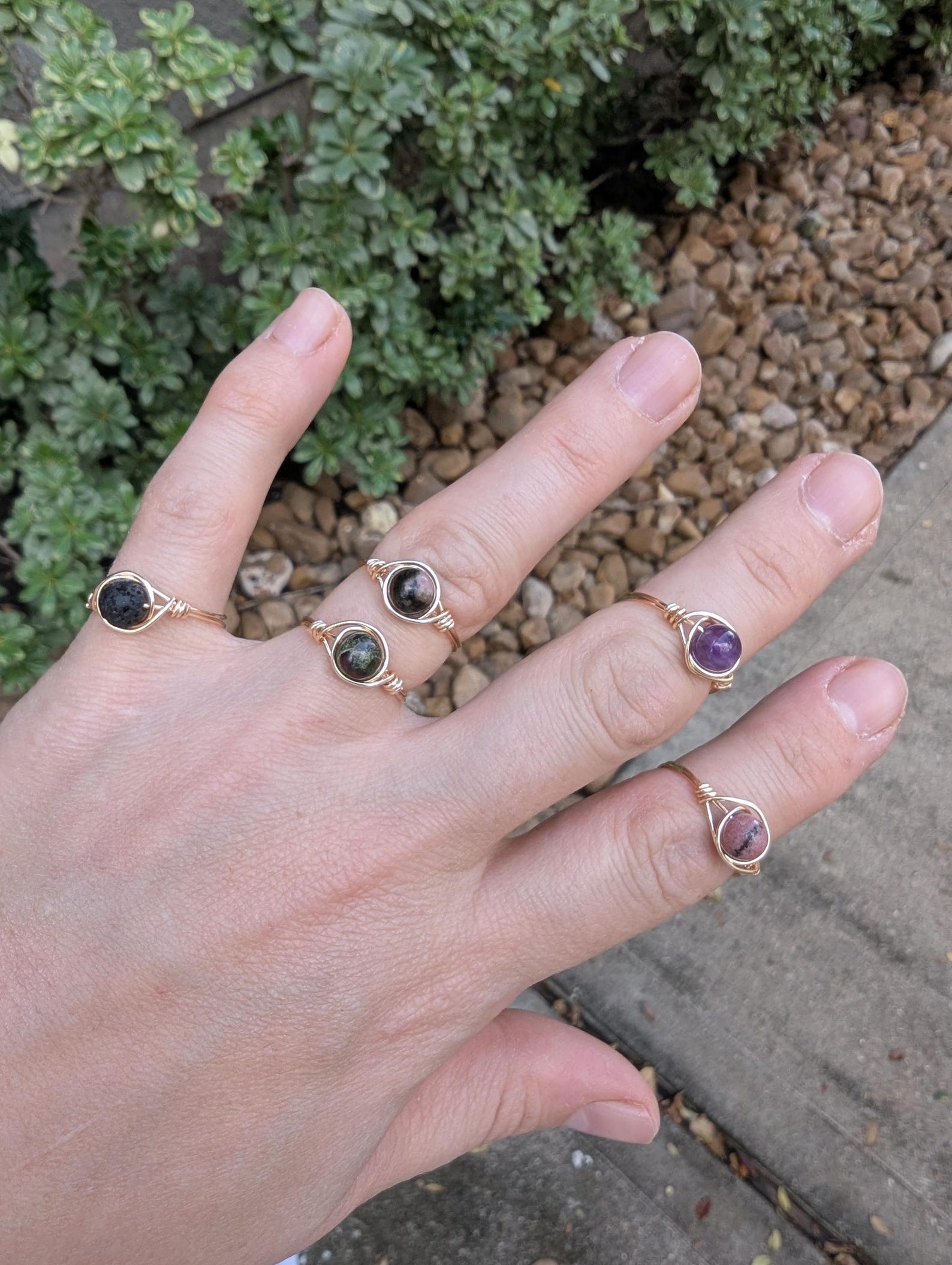 Wire Wrap Bead Ring Wire Wrapped Bead Ring Gemstone Ring Customizable ...