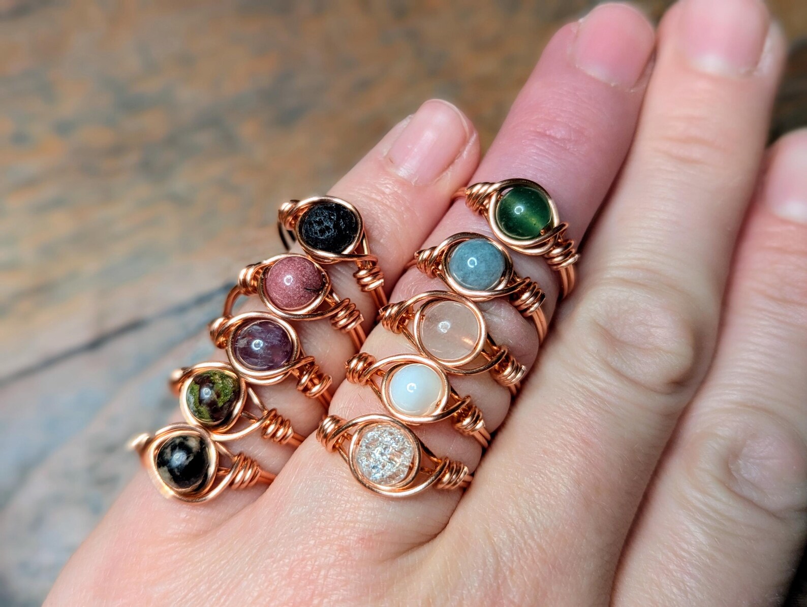 Wire Wrap Bead Ring Wire Wrapped Bead Ring Gemstone Ring Customizable ...