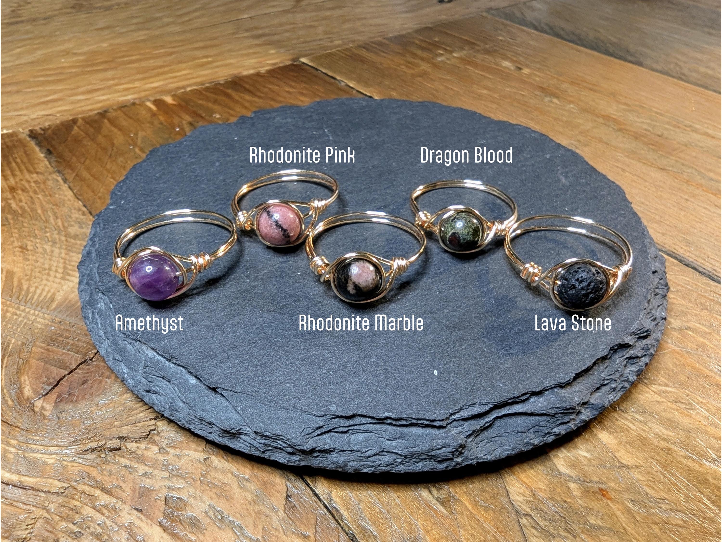 Wire Wrap Bead Ring Wire Wrapped Bead Ring Gemstone Ring Customizable ...