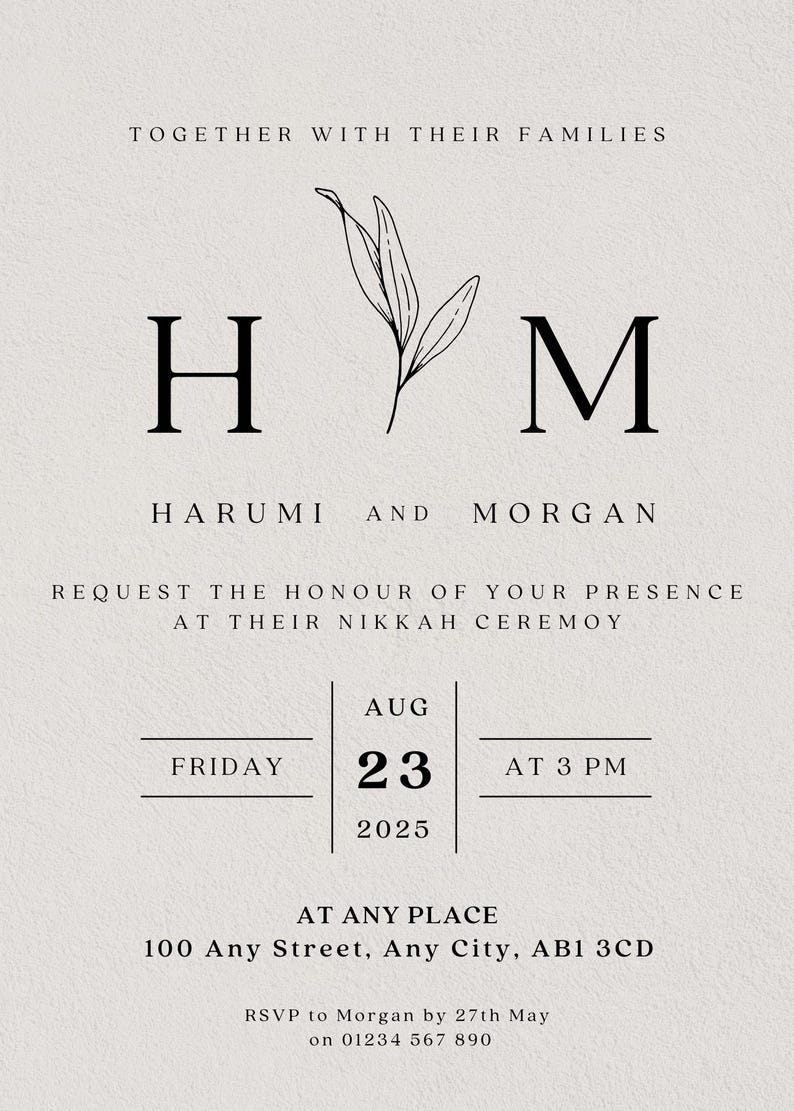 Muslim Nikkah Wedding Invitation Digital Template Editable - Etsy