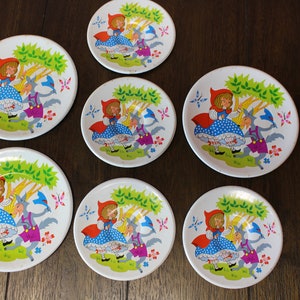 Vintage Tin Litho Little Red Riding Hood 7 Piece Pretend Play Dishes - Etsy