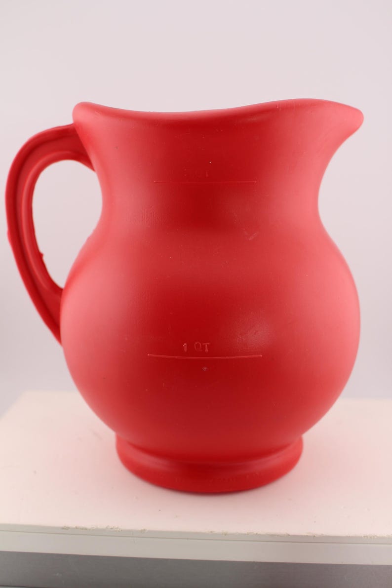 1984 Red Kool-aid Promotional Plastic Pitcher and 4 Matching Cups Mugs ...