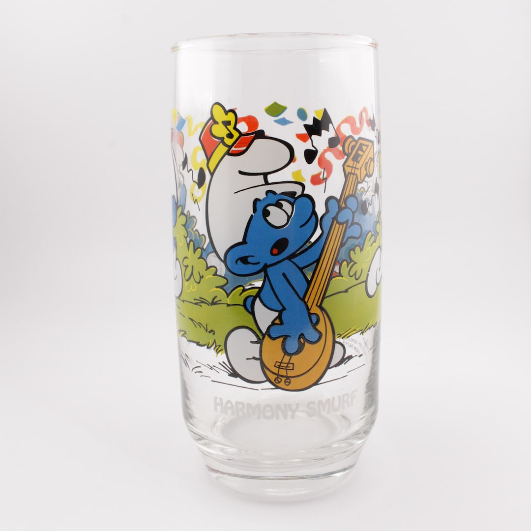 1983 Hardees Promotional HARMONY SMURF Drinking Glass Peyo - Etsy