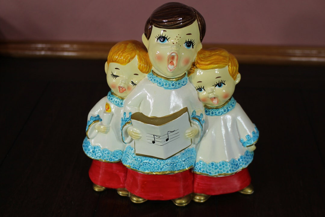 Vintage Musical Paper Mache Ceramic Singing Choir Boys Trio Tune ...