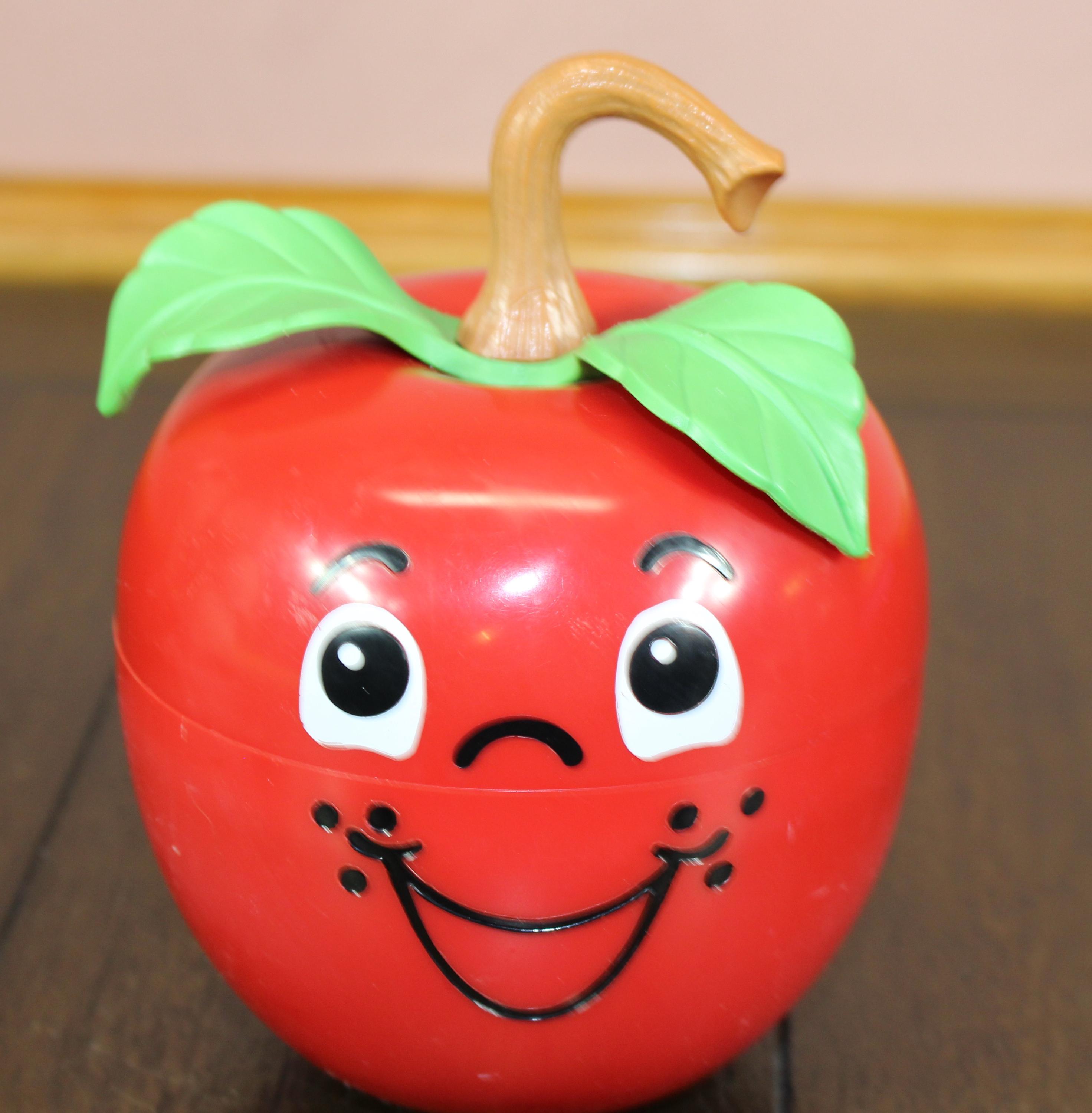 Vtg Fisher Price Happy Apple Roly Poly Chime Toy #435 Long Stem Version ...