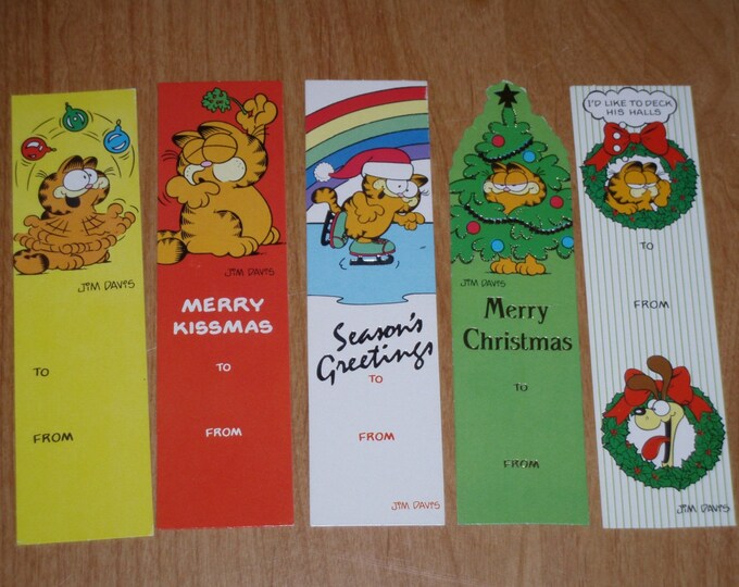 1978 Garfield Set of Five Bookmark Gift Tags Meow - Etsy