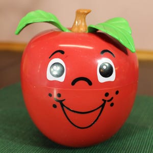 Vintage Fisher Price Happy Apple Roly Poly Chime Toy 435 Short Stem ...