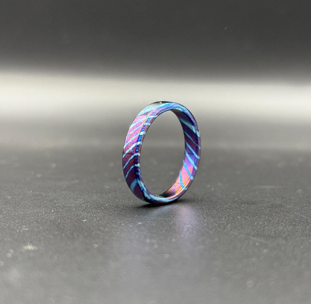 Timascus Bevel Edges Wedding Ring, Anniversary Ring, Proposal Ring for ...