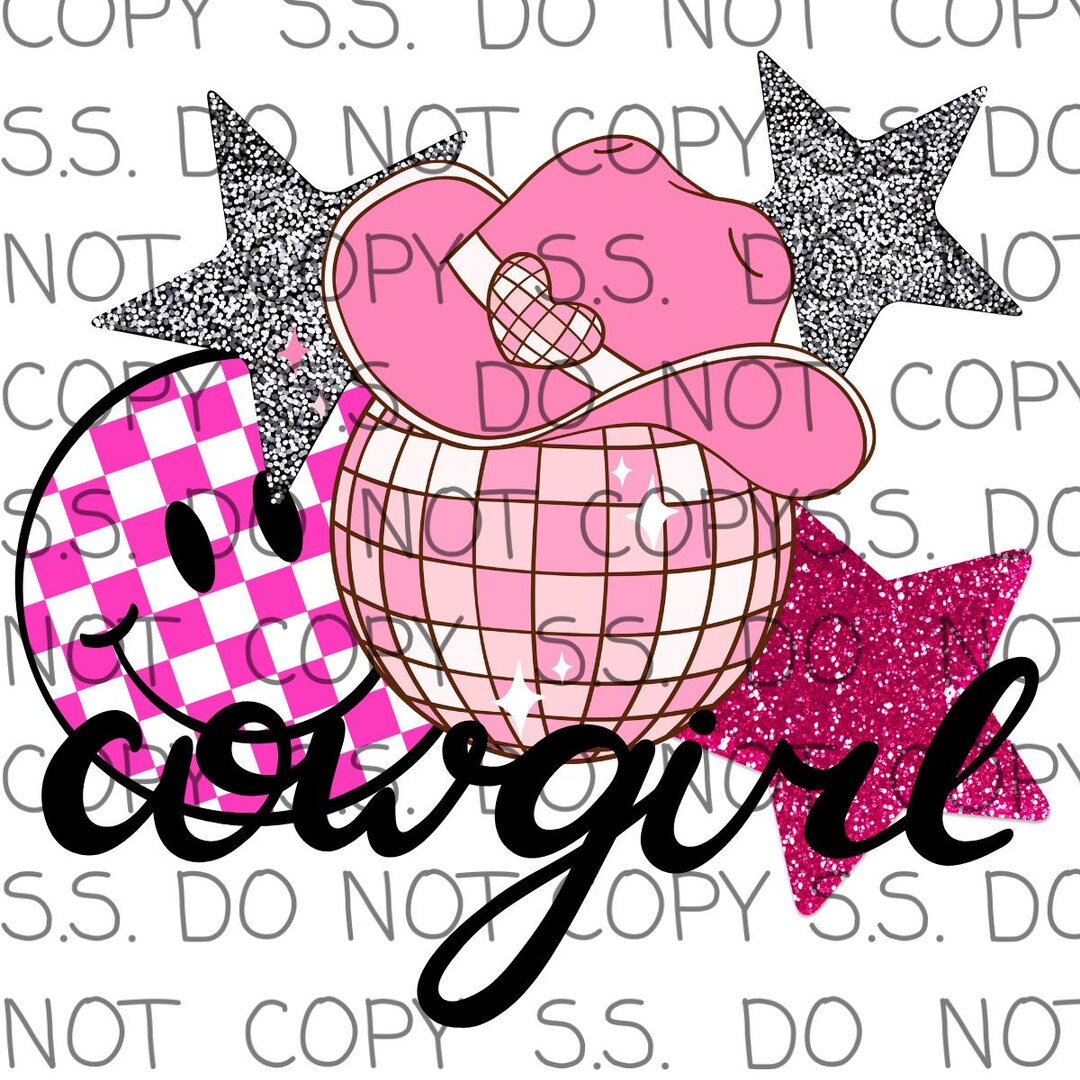 Pink Cowgirl Smiley Face -PNG File - Etsy