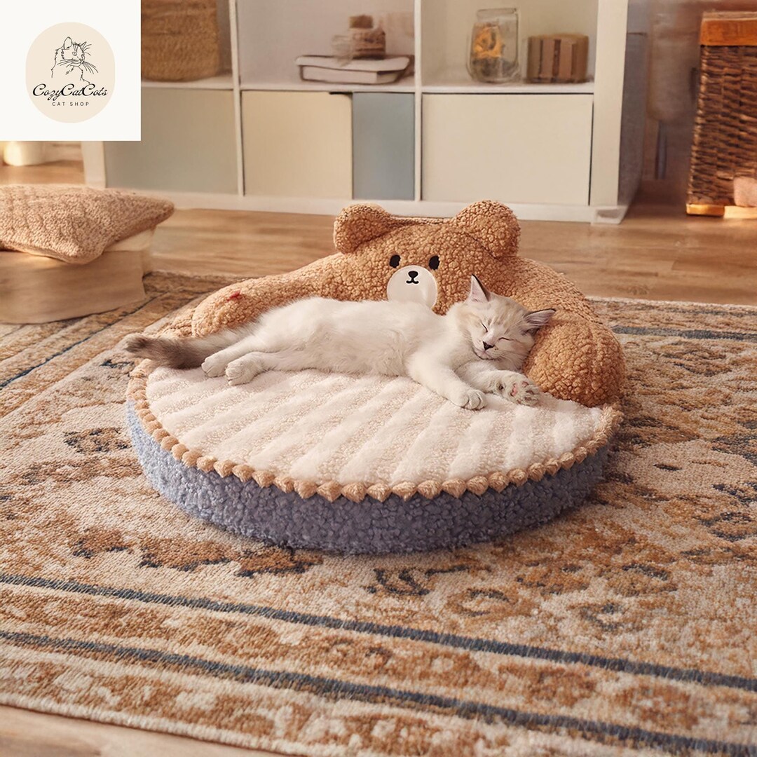 Cozy Cute Bear Shaped Cat Bed - Cat Shaped Cat Bed - Homemade Unique ...