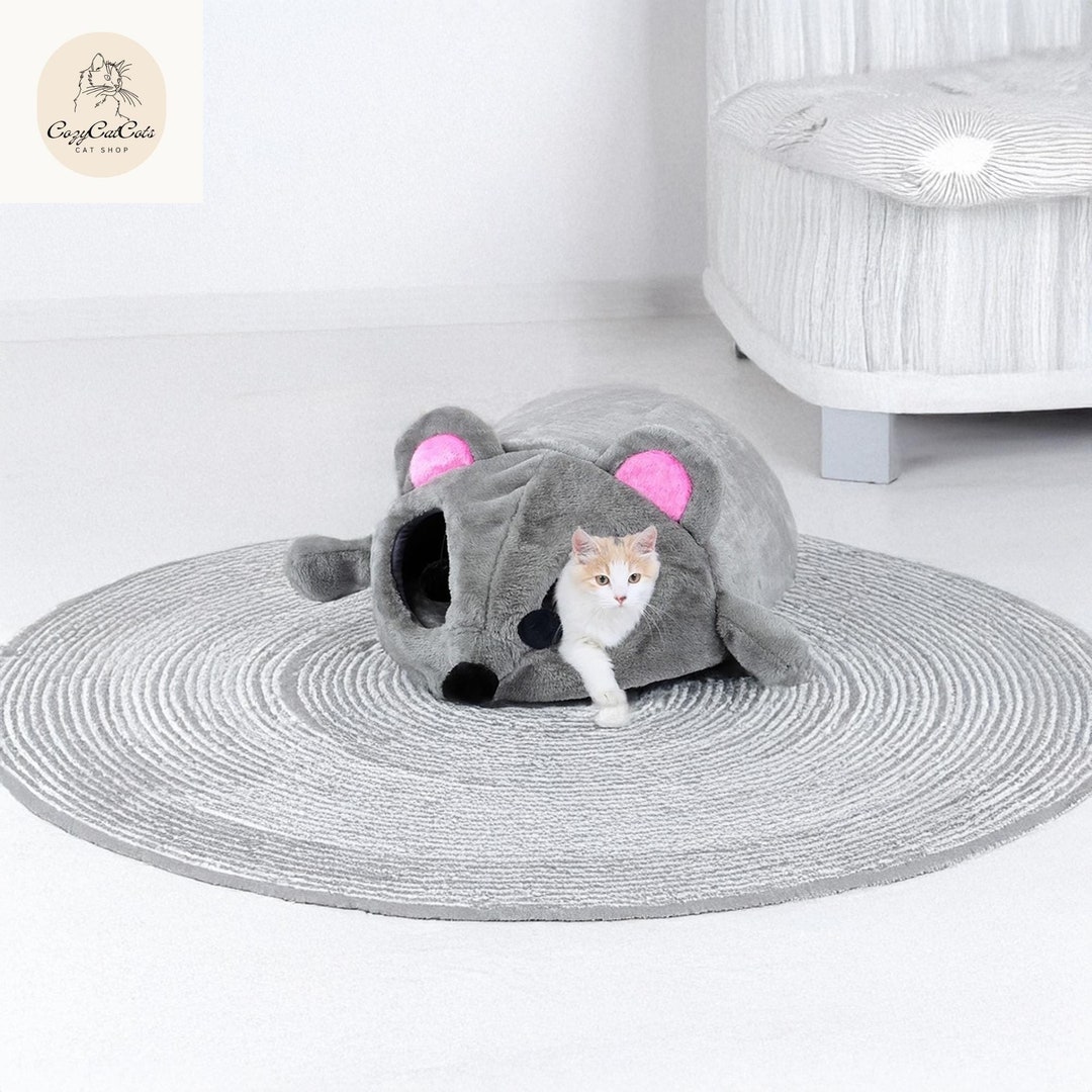 Cute Mouse Shaped Cat Bed Gray Cozy Mouse Cat Bed Homemade Cute Cozy ...