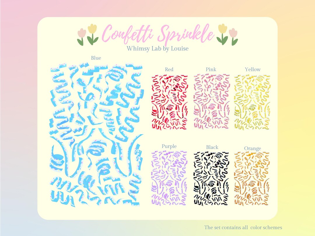 Confetti Sprinkle Sticker Sheet Template - Etsy
