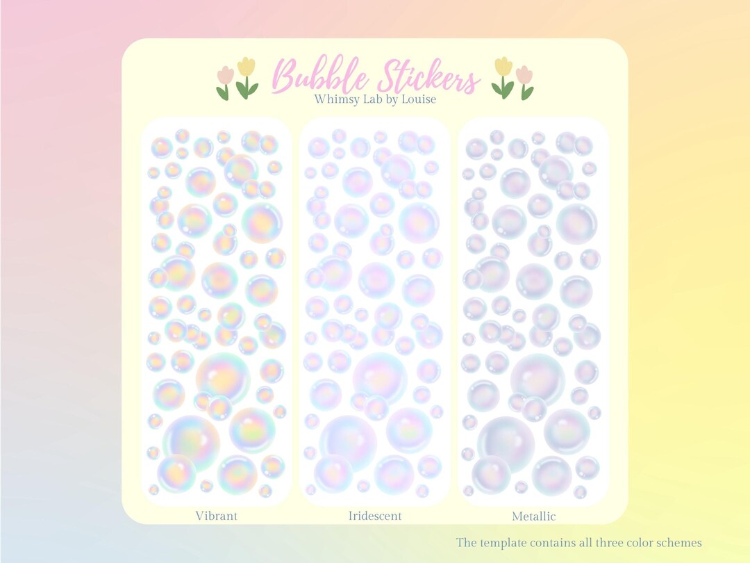 Bubble Sticker Template for Print and Digital Use - Etsy