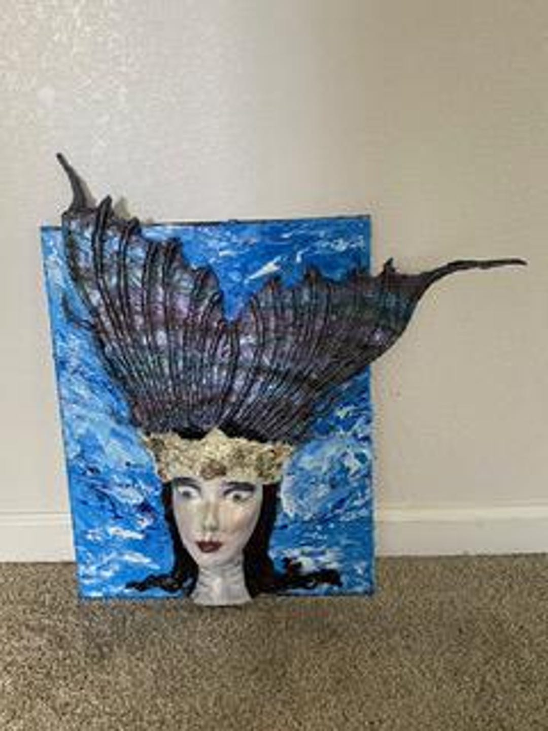 The Captured Mermaid: Nautical Painting Beach House Art Abstract ...