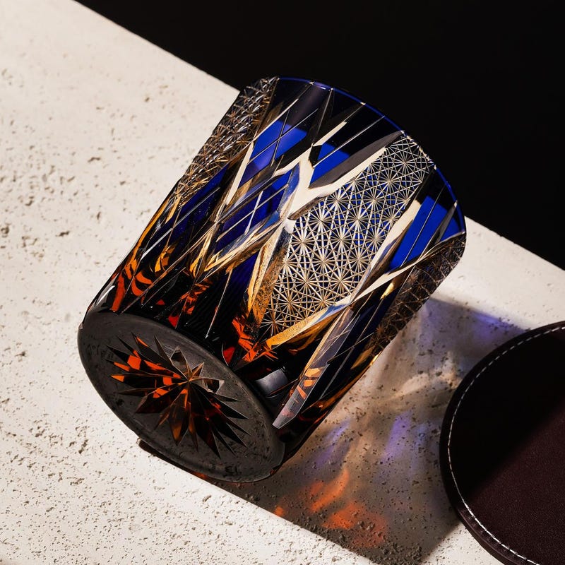 Japanese Blue Glass Cup - Etsy