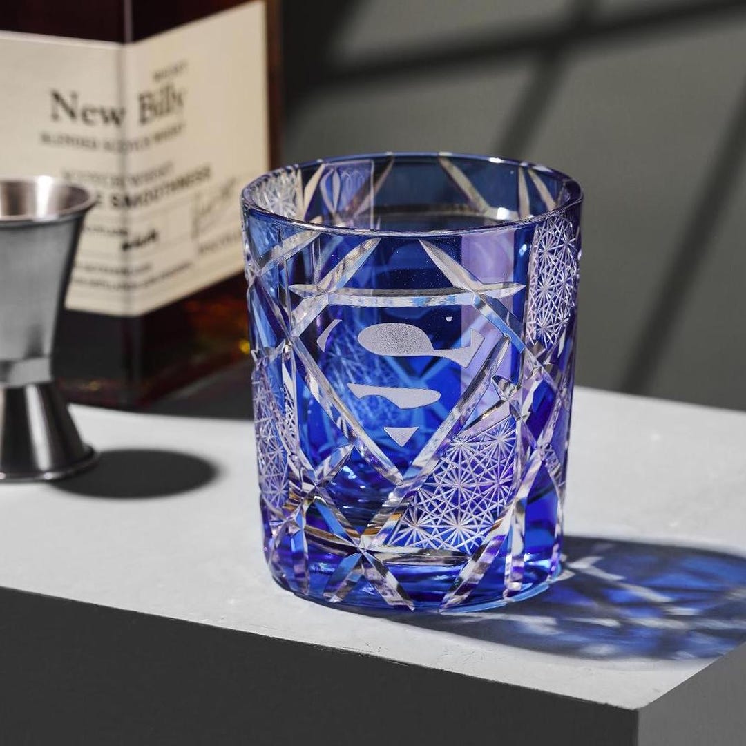 Vintage Kiriko Superhero Crystal Whisky Glass Hand-carved Bourbon ...