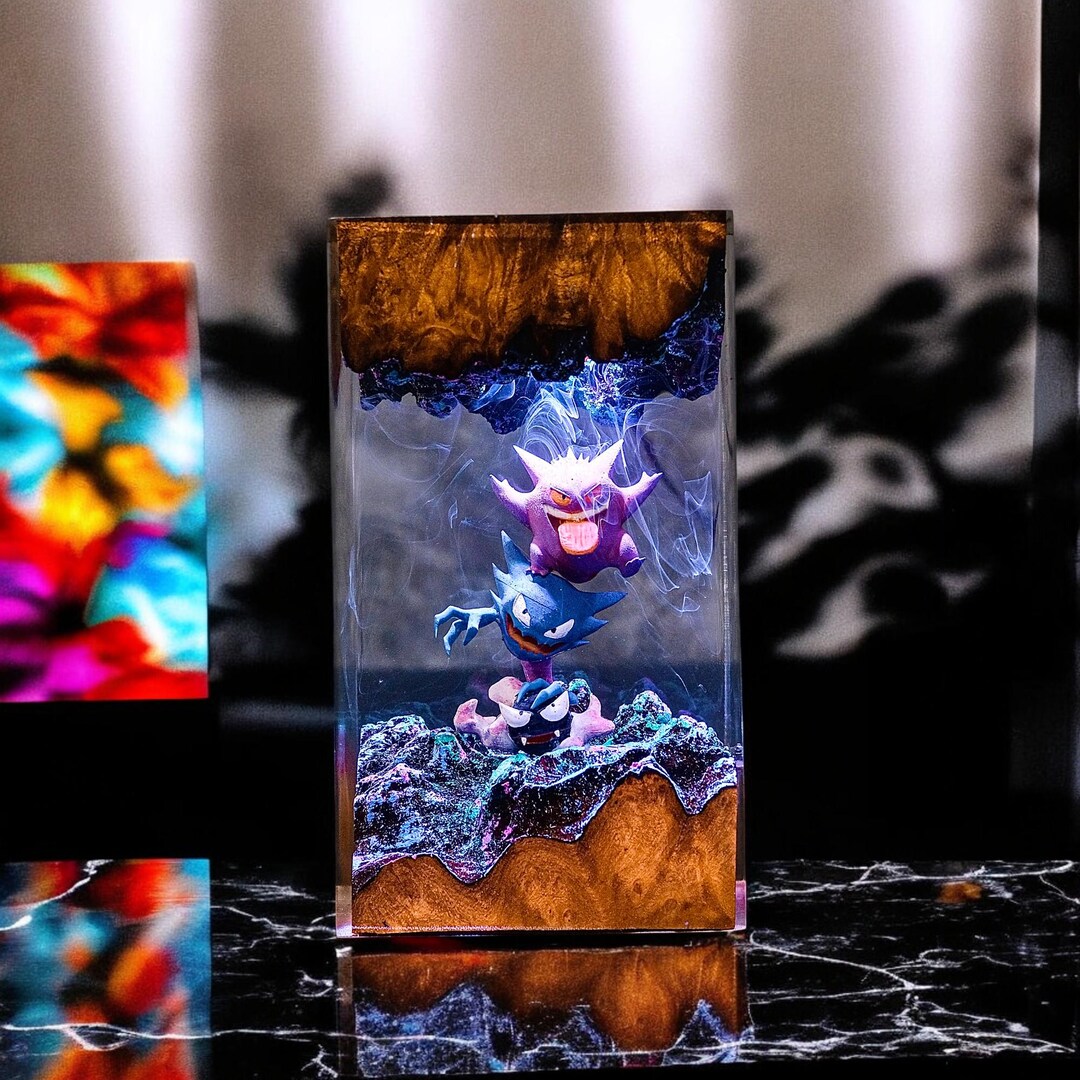 Gengar Evolution Resin Lamp, Custom Gengar Resin Night Light, Custom ...