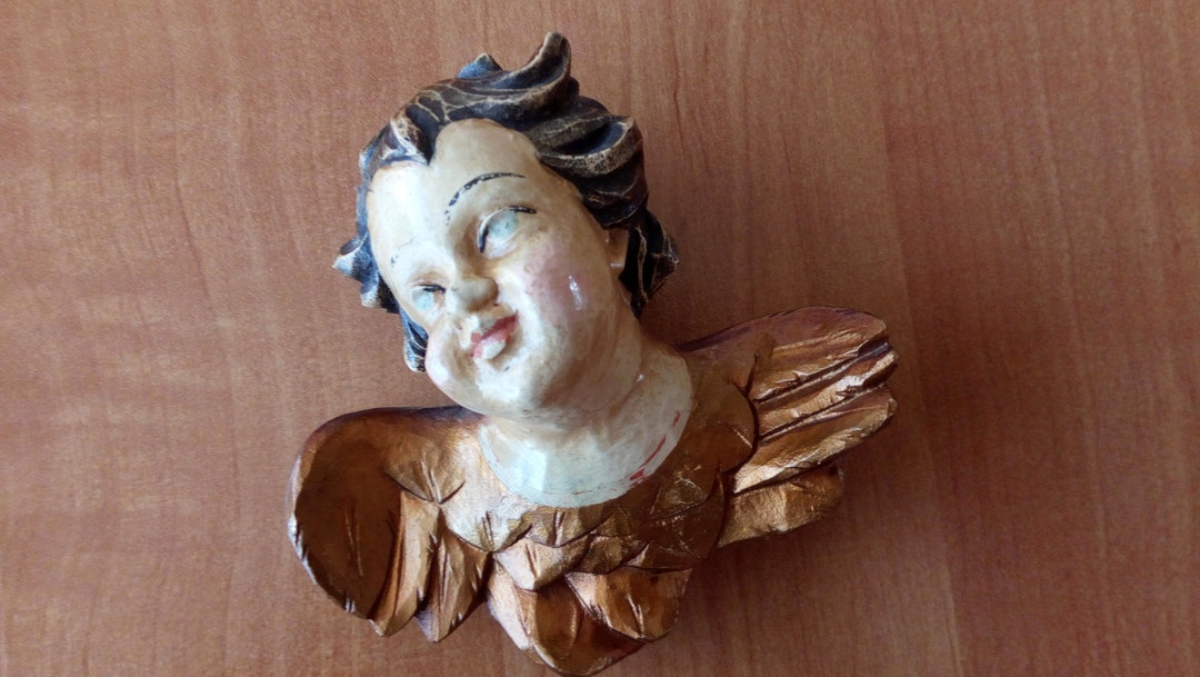 Set of 2 Lovely Hand Carved Wodden Angels Made in Oberammergau/ Bavaria ...